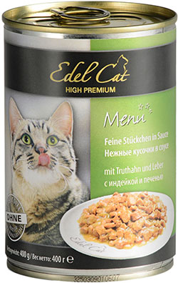 Edel Cat Шматочки з індичкою та печінкою в соусі для котів вологий корм ...